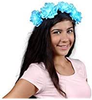 Bohemian Blue Light Up Flower Crown Headband for Festivals with Blue ...