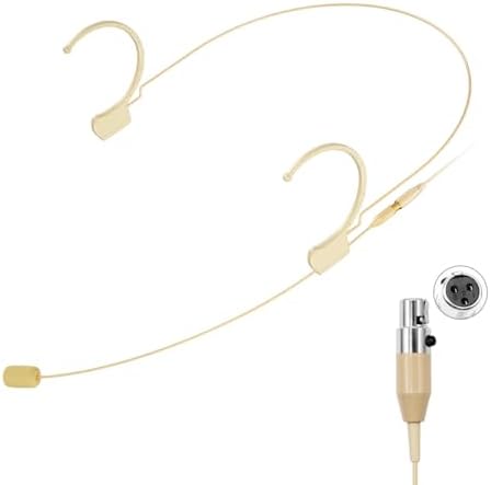 KIMAFUN Beige Headset Microphone, Pro Over-Ear Condenser Headworn Mic ...