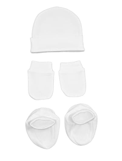 Buy Baby Girl Boy Unisex Plain White Mitten Booties Cap Set at Amazon.in