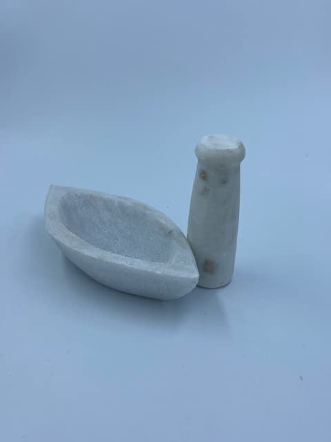 Raj Mahal Marble, White Traditional Boat Shape Hand Made Marble Mortar ...