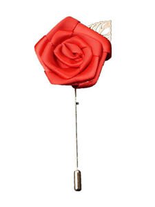 Red Rose Lapel Stick Brooch Pin Suit Tuxedo Corsage Wedding Boutonniere ...