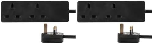 PRO ELEC PELB1395 2-Gang Extension Lead, 0.5m, Black (Pack of 2 ...
