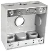 Sealproof 2-Gang 5 Hole 1/2" Holes Weatherproof Rectangular Horizontal ...