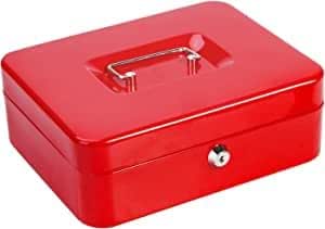 Storex Money Box, Metal Handle Cash Box Tin Lockable Petty Money with ...