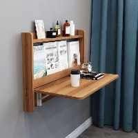 Drop-leaf Wall-mounted Computer Desk with Storage Shelves for Home ...