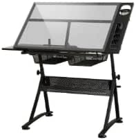 Adjustable Drawing Table with Side Table Stool & 2 Drawers - Versatile ...