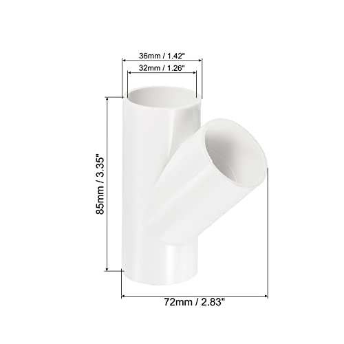 PATIKIL 32mm PVC Pipe Fittings, 3 Pack 3 Way 45 Degree Angle Water ...