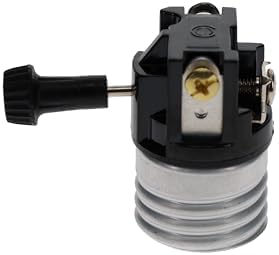 B&P Lamp® Turn-Knob 3-Way Phenolic Socket, Med. Base, has threaded ...