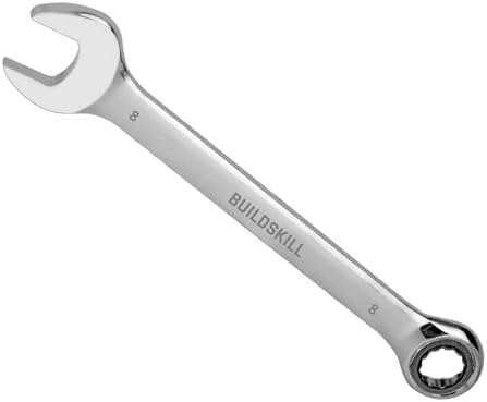 BUILDSKILL Combination Ratchet Spanner 8MM, 72 Tooth Chrome Mirrored ...