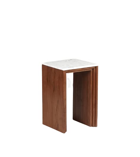 wooden arena... Dove Side Table, Acacia & White Marble | Acacia Legs ...