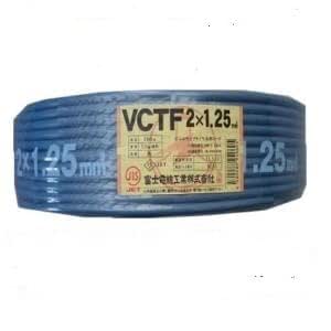 Amazon.co.jp: 富士電線工業 ビニル絶縁 キャブタイヤ ケーブル VCTF 1.25sq × 2心 300V VCTF 1.25㎟ 2心 100m巻 1巻 VCTF1.25x2 ...
