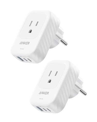 2 Pack Anker Travel Adapter, 15W Max with 2 AC, 2 USB-C, and 1 USB-A ...