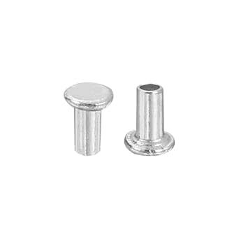 uxcell 50Pcs Semi Tubular Rivets, 2mm x 4mm Aluminum Round Flat Head ...