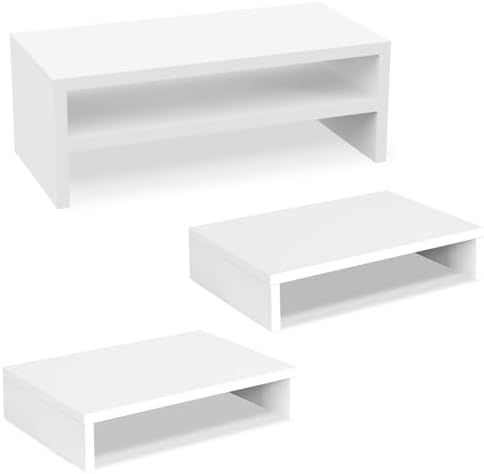 Amazon.com: TEAMIX 2 Tier White Wooden Laptop Stand and 2 Pack White ...