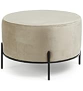 LIFA LIVING Runder Samt Pouf für den Innenbereich, Goldener Samt Hocker ...