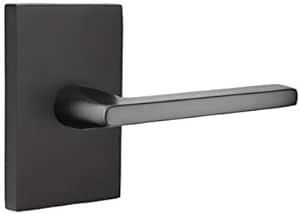 Emtek Passage Set, Modern Rectangular Rosette, Helios Lever, Flat Black ...