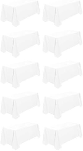 HASJOIN 10 PackWhite Tablecloths for 8 Foot Rectangle Tables 90x132 ...