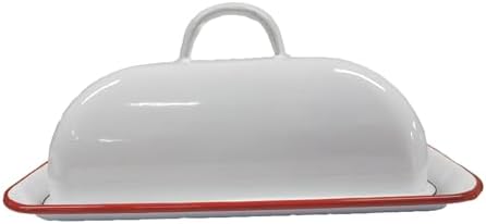 Amazon.com | Vintage Farmhouse Red Rim Enamel Butter Dish - Vintage ...