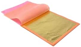 SIM GOLD LEAF 100 Feuilles d'or 24 carats sur base, taille 70 mm X 70 ...