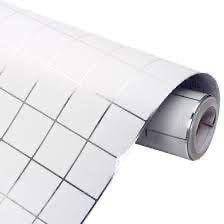 FLEXI MADHAV Checks Wallpaper Kitchen Oil Proof Stickers, Self-Adhesive ...