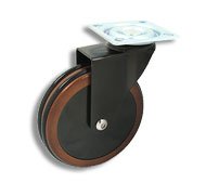 Cool Casters - Designer Wooden Caster, Walnut / Black Wheel, Black Yoke ...