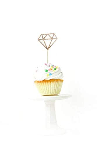 Amazon.com: Diamond Rose Gold Glitter Cupcake Toothpick Toppers : Home ...