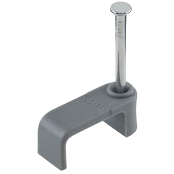 GTSE Flat Grey 10.0 mm Cable Clips, Box of 100, Skirting Wire Clips ...