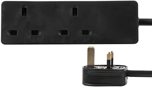 PRO ELEC PELB1397 2-Gang Extension Lead, 2m, Black: Amazon.co.uk ...