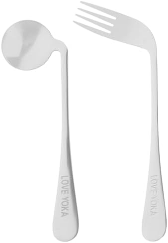 Amazon.com: FOMIYES Stainless Steel Angled Fork and Spoon Set ...