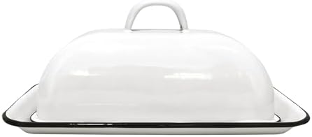 Amazon.com | Vintage Farmhouse Red Rim Enamel Butter Dish - Vintage ...
