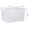 CHPL 2x 60 Litre Large Crystal Clear Plastic Storage Box With Secure ...