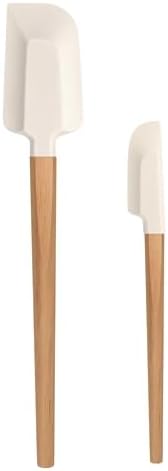 LorisArm Wooden Handle Spatula Set, 12" & 9" Rubber Spatula Silicone ...
