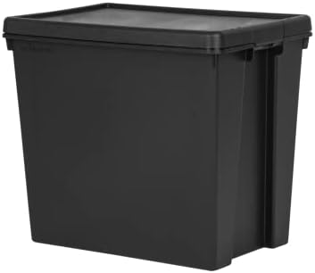 Strata Heavy Duty 75 Litre Storage Container Box with Wheels, Black ...