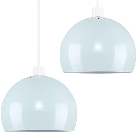 MiniSun Retro Style Gloss Blue Metal Easy Fit Ceiling Pendant Light ...