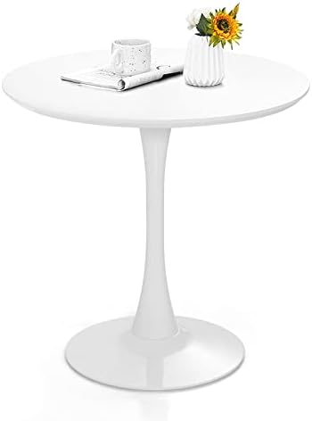 COSTWAY Round Dining Table, 80cm Wooden Kitchen Table with White ...