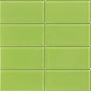 Green 3x6" Glass Subway Tile - Modwalls Lush "Bamboo" Designer Tile ...