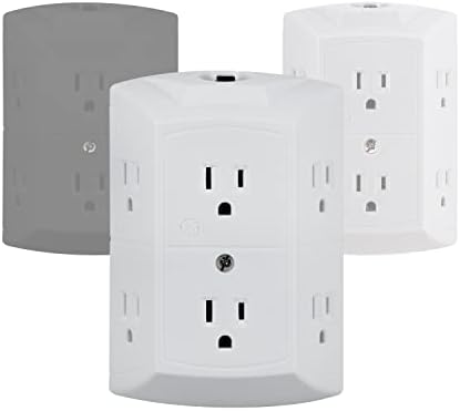 GE 6-Outlet Extender, Grounded Wall Tap, Reset Button, Circuit Breaker ...