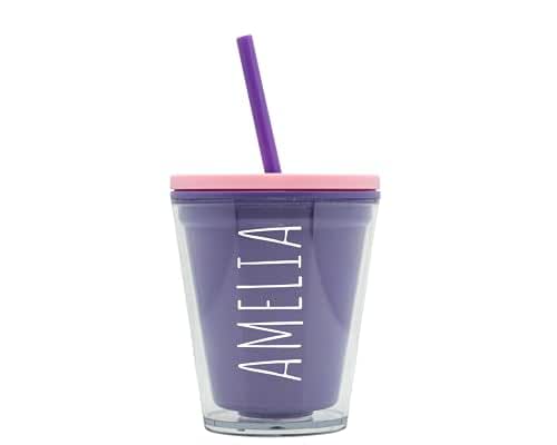 Amazon.com: Personalized Cold Cup With Straw, Personalized Kids Cup ...
