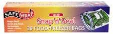 Safewrap 30 Snap N Seal Fridge/Freezer Bag 7x9'' : Amazon.co.uk: Grocery