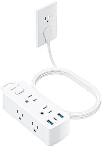 Amazon.com: 10Ft Extension Cord with Multiple Outlets, Flat Plug Power ...