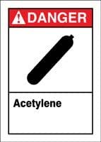 Acetylene (W/Graphic) 14X10 Adhesive Vinyl Sign: Industrial Warning ...