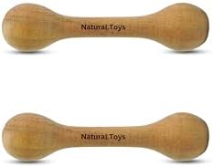 Buy Natural.Toys Toddler Neem Wood Teether Dumbbell Sticks For Babies ...