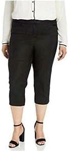 Chaps Women's Plus Size Skinny Double Cloth Capri Pant, Black, 24W at ...