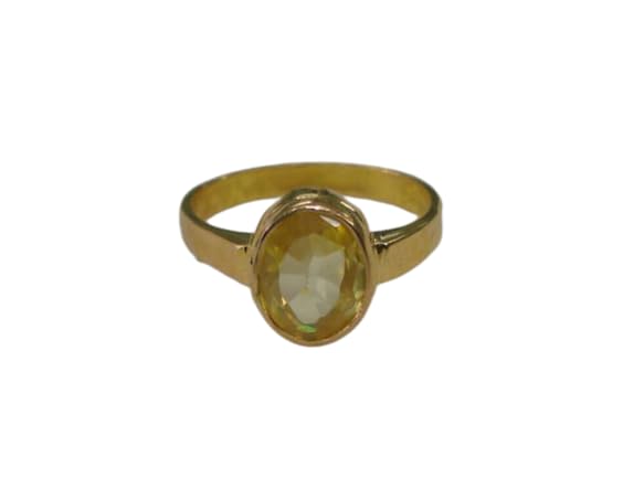 Buy QUEEN-GEMS Premium Genuine Pukhraj Ring 7 Carat Yellow Sapphire ...