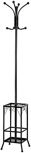 Yaheetech Metal Coat Stand Hat Rack with Umbrella Holder, Coat Tree ...