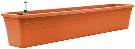 simpa Terracotta Balcony Window Trough with Watering System - 100cm (L ...