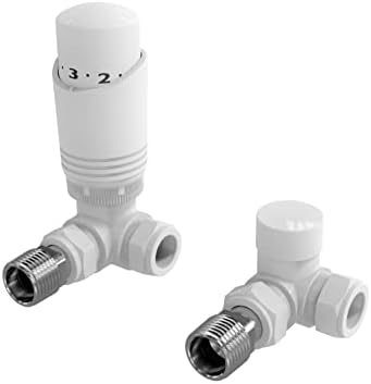 White Thermostatic Radiator Valve Angled Corner or Straight White ...