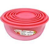 Princeware 5 Pcs Food storage containers round shaped in pink colour ...