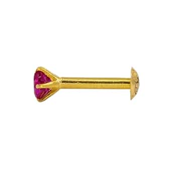 Buy STONE GEMS GALLERY Auspicious Ruby Nose Stud Gold 22k Pure Gold ...