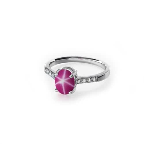 Amazon.com: Pink Star Ruby Sterling Silver Ring with White Sapphire Accents (8) : Handmade Products